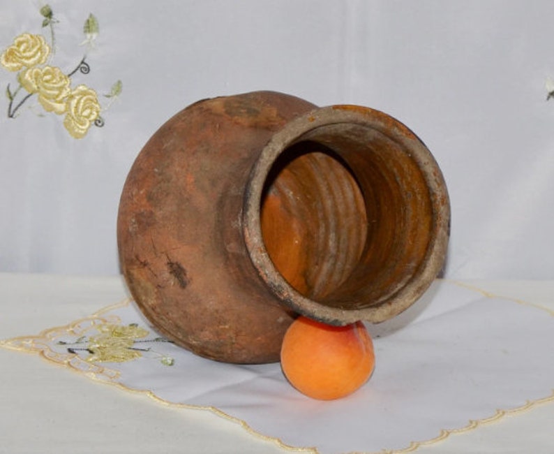 Tall antique pitcher. Wabi sabi pottery primitive vessel. | Etsy