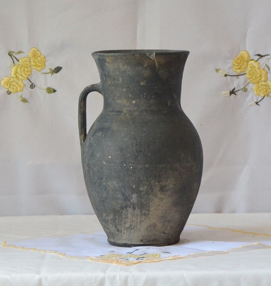 Large Black Ceramic Vase. Rustic Farmhouse Ceramic Pot. Wabi - Etsy