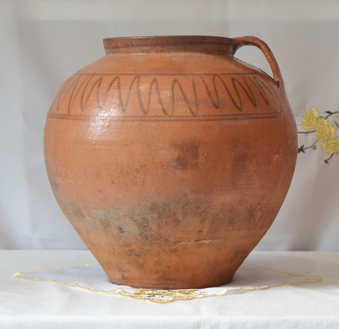 Very Large Rustic Terracotta Clay Pot. Wabi Sabi Pottery Primitive ...