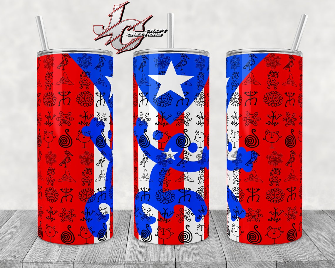 Tumbler Skinny 20oz Puerto Rico Flag Coquí Taino Desings Download. File ...