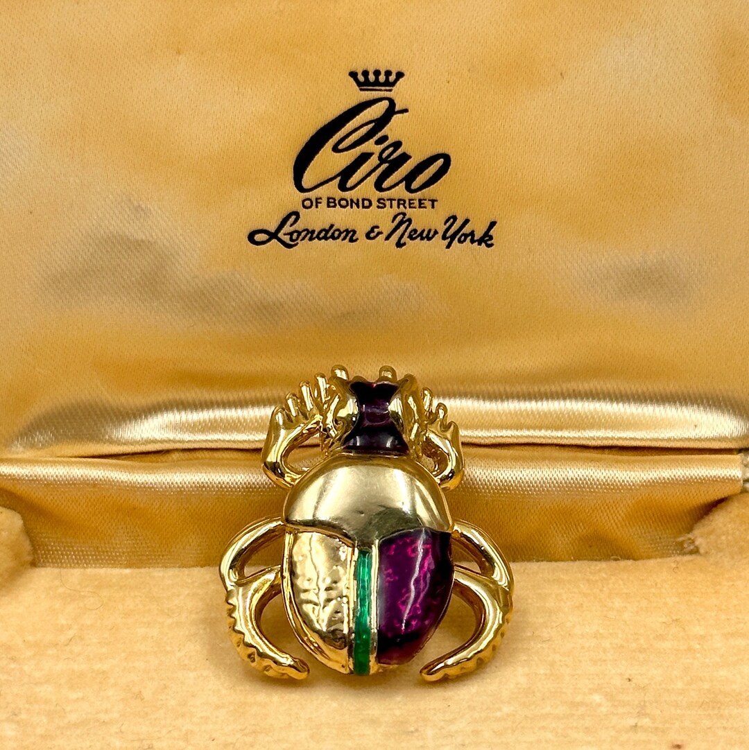 Vintage 80s Gold Insect Bug Scarab Beetle Brooch, Enamel Brooch ...