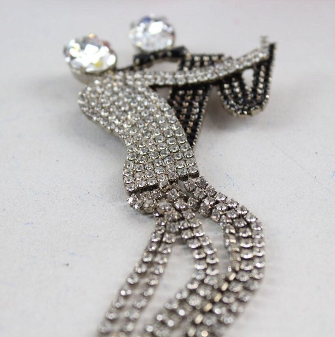 Limited Butler & Wilson Art Deco Dancing Couple Brooch/black Rhinestone ...