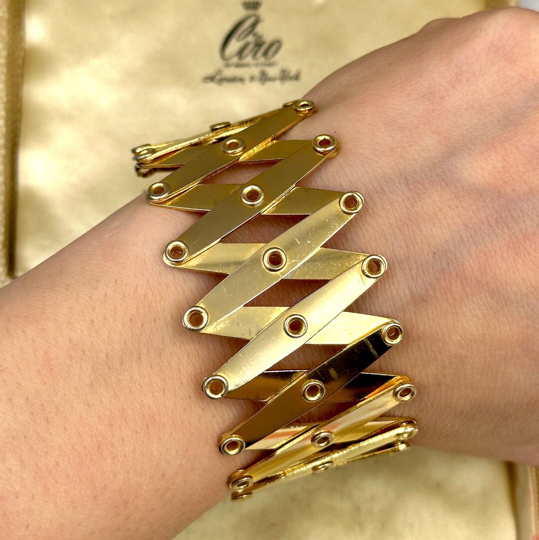 Vintage Expandable Gold Bracelet, Vintage Gold Cuff Bracelet, Statement ...