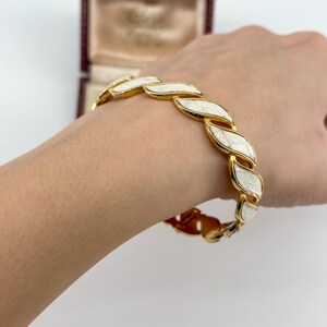 Art Deco Vintage 18ct Gold Plated White Statement Clamper Bangle ...
