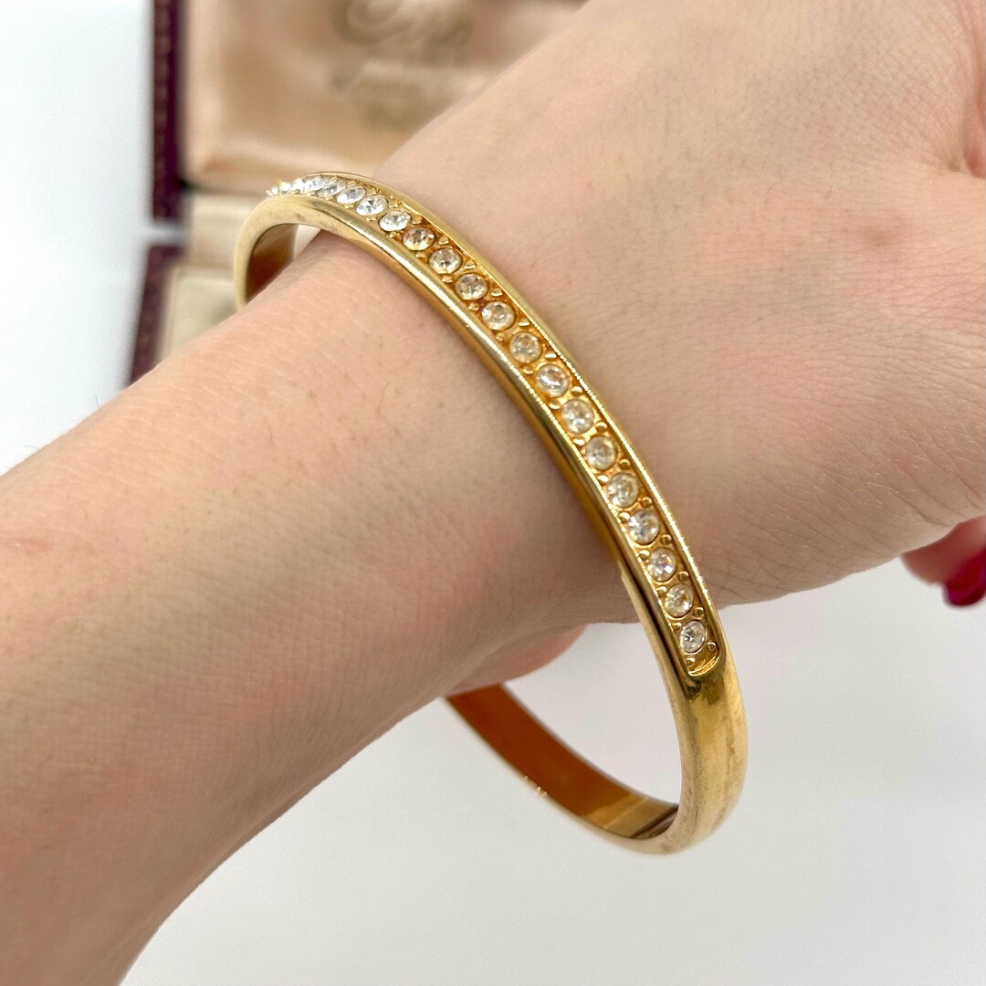 Vintage Gold Monet Bangle, 1980s Designer Austrian Crystal Bracelet ...