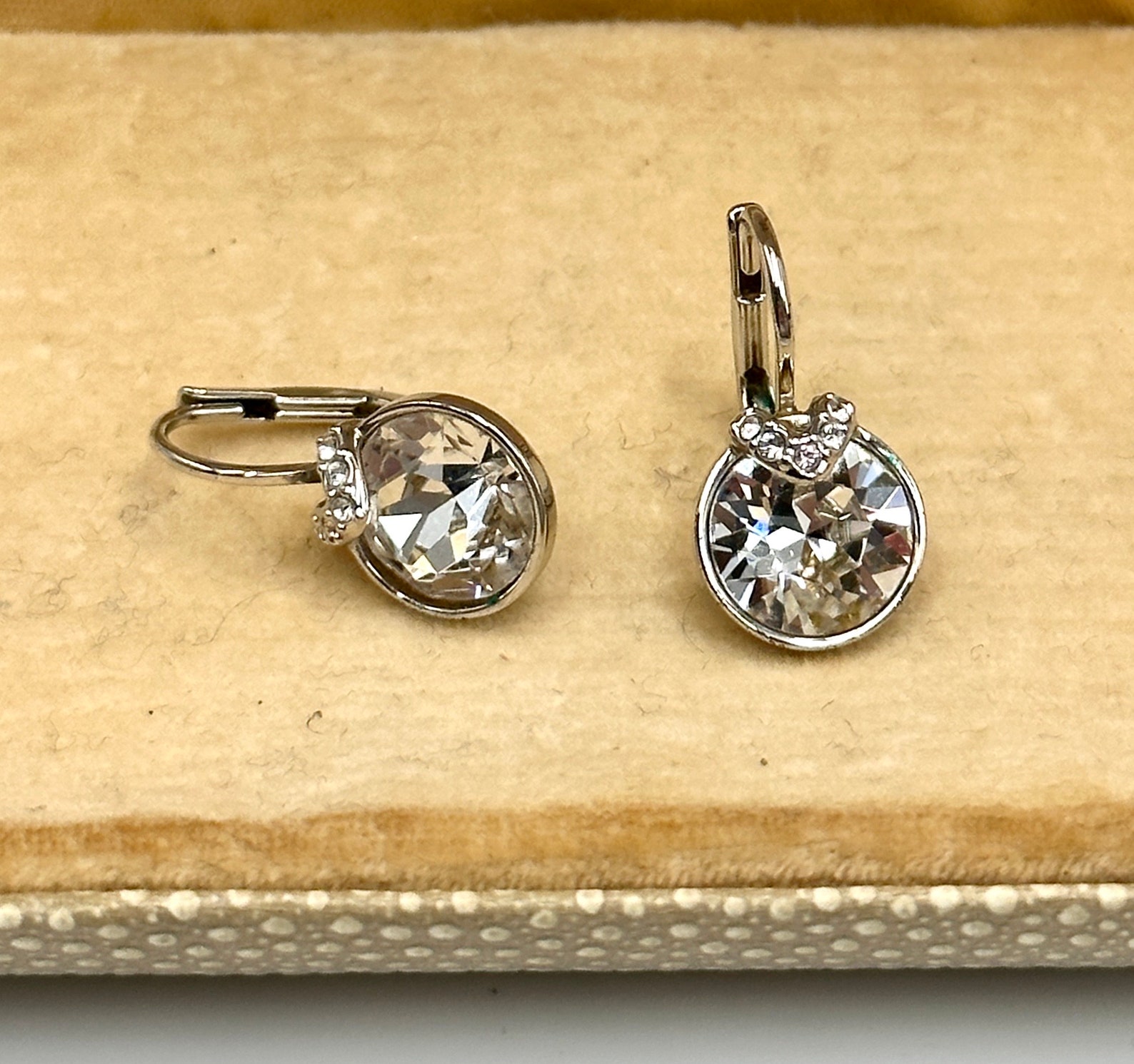 Swarovski Bella V Drop Earrings White Gold Plated Crystal Post Earrings ...