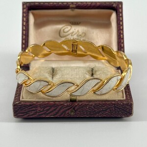 Art Deco Vintage 18ct Gold Plated White Statement Clamper Bangle ...