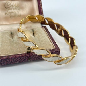 Art Deco Vintage 18ct Gold Plated White Statement Clamper Bangle ...