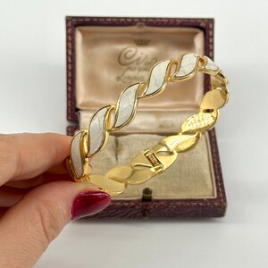 Art Deco Vintage 18ct Gold Plated White Statement Clamper Bangle ...