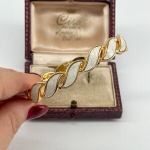 Art Deco Vintage 18ct Gold Plated White Statement Clamper Bangle ...