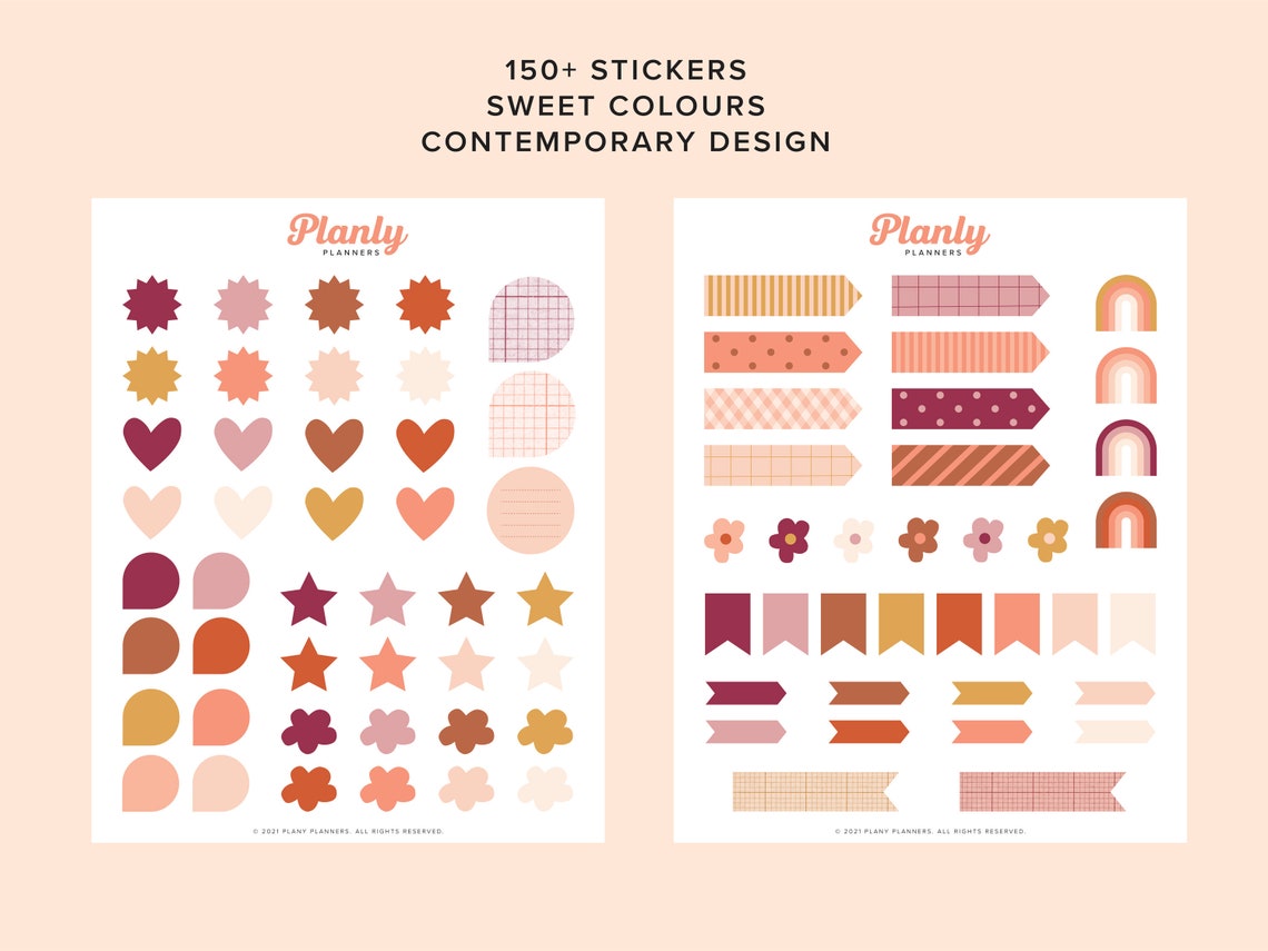 Digital Planner Stickers Pack Goodnotes Pre Cropped - Etsy