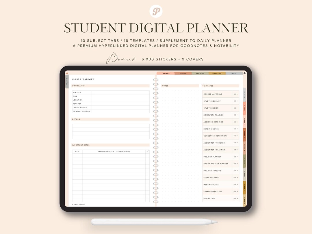 Goodnotes Student Planner | Digital Planner | iPad | Academic | College ...