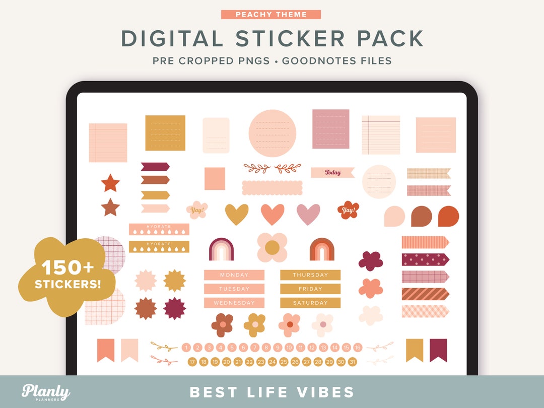 Digital Planner Stickers Pack | Goodnotes | Pre Cropped Sticker Book ...