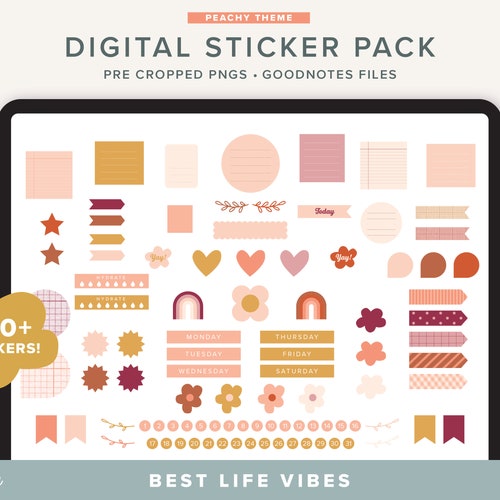 Digital Planner Stickers Pack Goodnotes Pre Cropped - Etsy