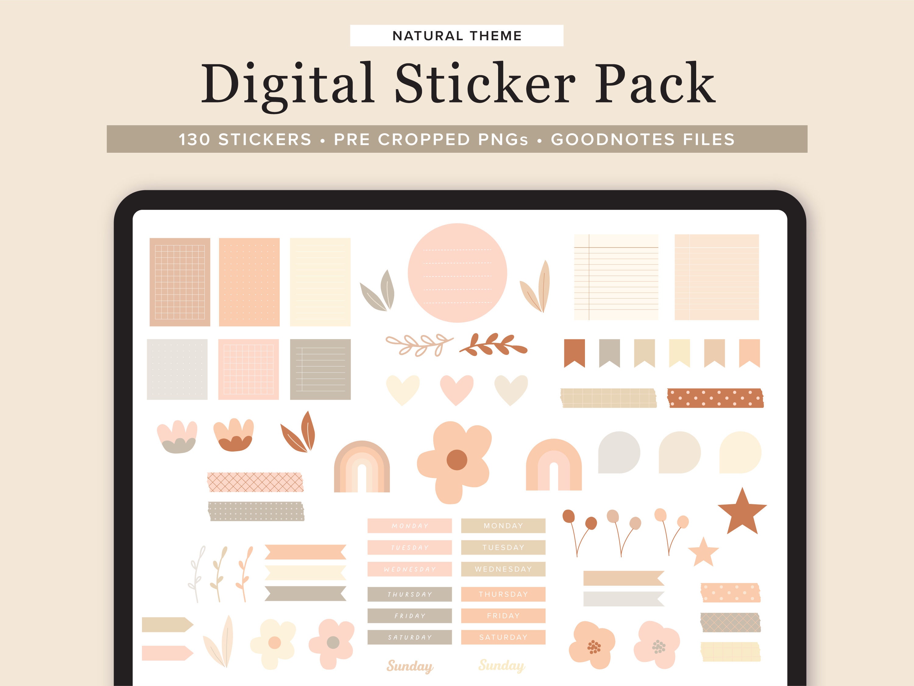 Digital Planner Stickers Pack Goodnotes Planners Pre Cropped Sticker ...
