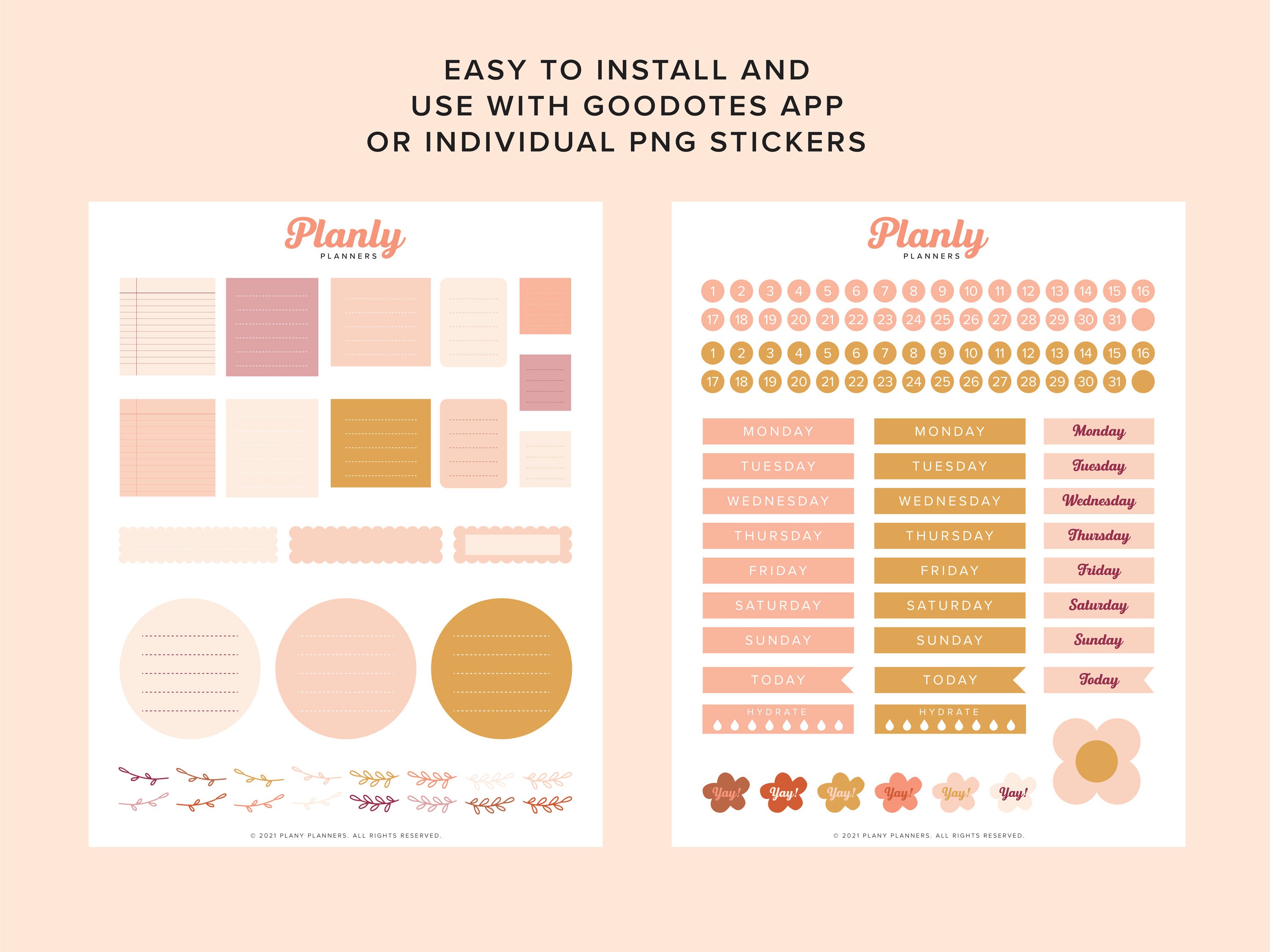 Digital Planner Stickers Pack Goodnotes Pre Cropped - Etsy