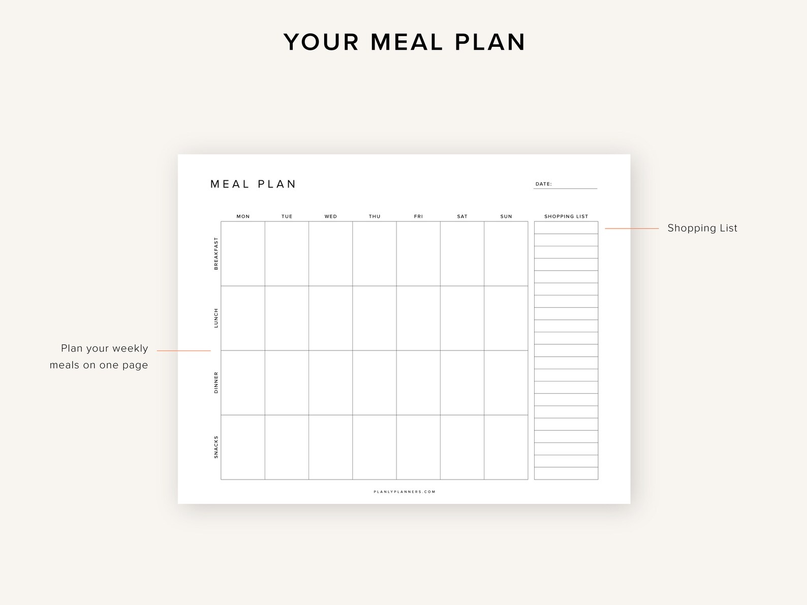 Printable Weekly Meal Planner Landscape Food Diary Meal - Etsy