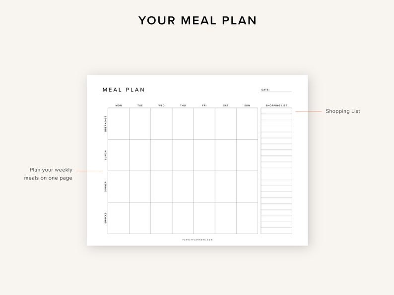 Printable Weekly Meal Planner Landscape Food Diary Meal - Etsy