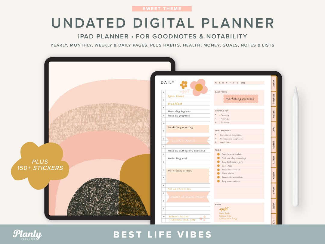 Undated Digital Planner | Goodnotes Planner | iPad Planner | Daily ...