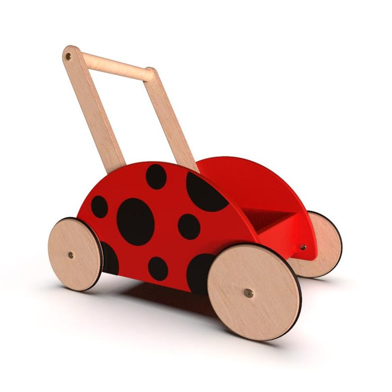 Ladybug Wooden Stroller | Personalized Walker for Toddlers | Toy ...