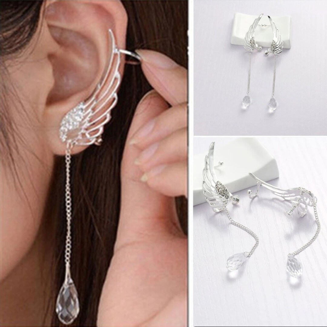 Wing Ear Cuff Feather Ear Cuff Leaf Ear Cuff Crystal Ear - Etsy