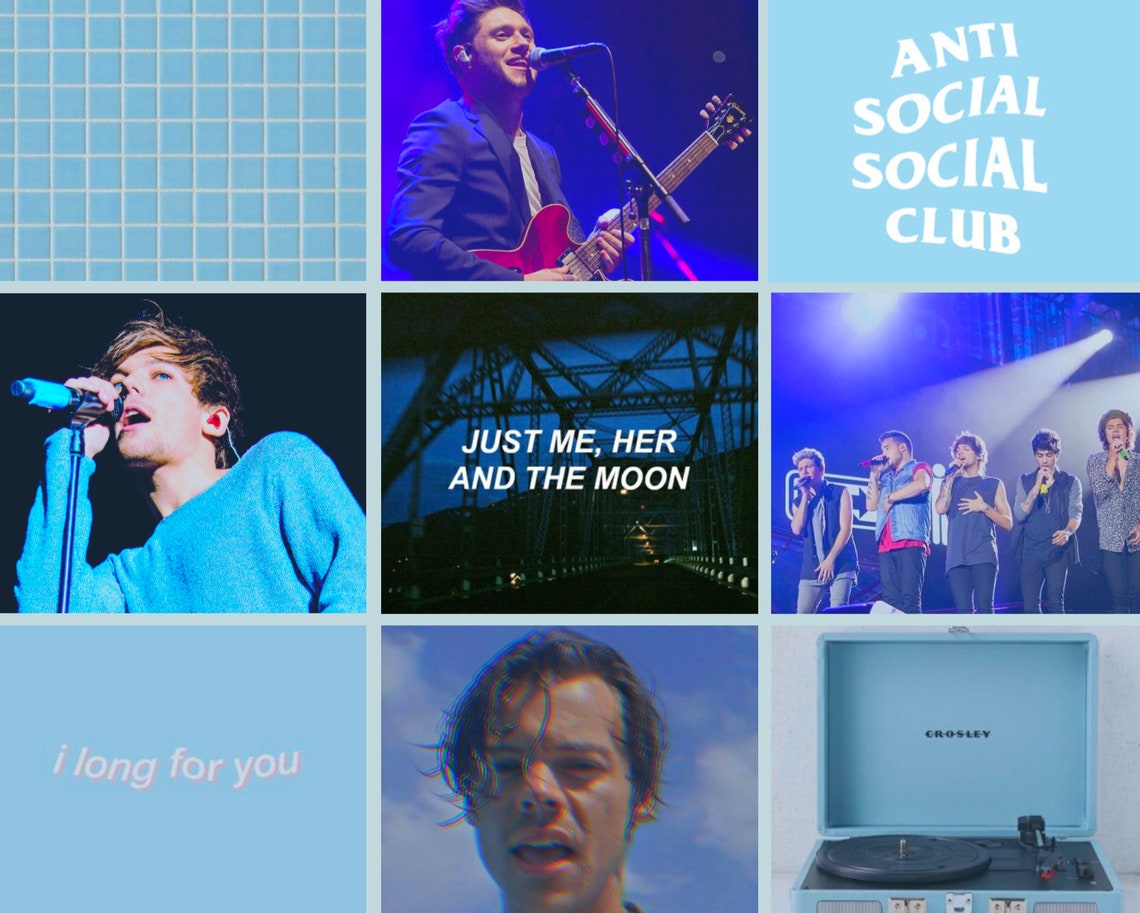 One Direction Blue Aesthetic Photo Collage Kit - Etsy