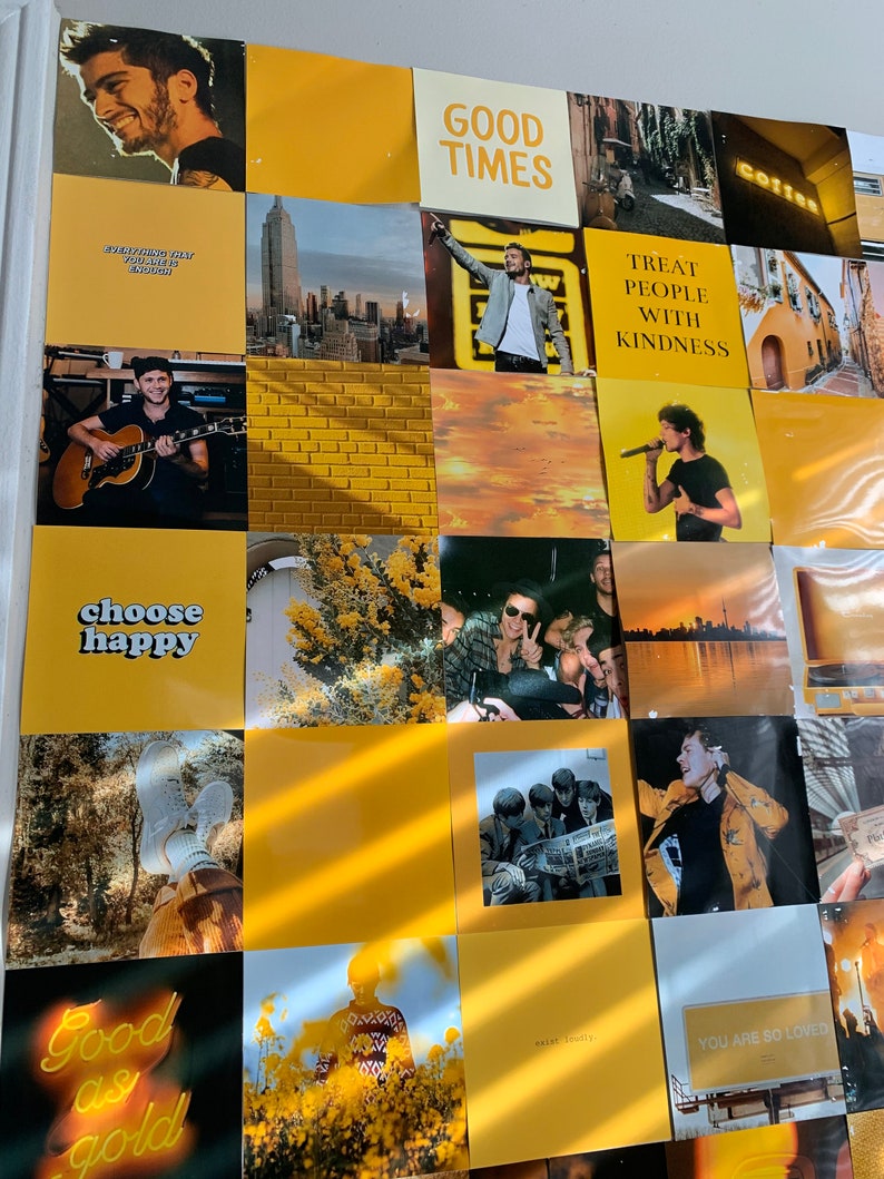 One Direction Yellow Aesthetic Photo Collage Kit - Etsy