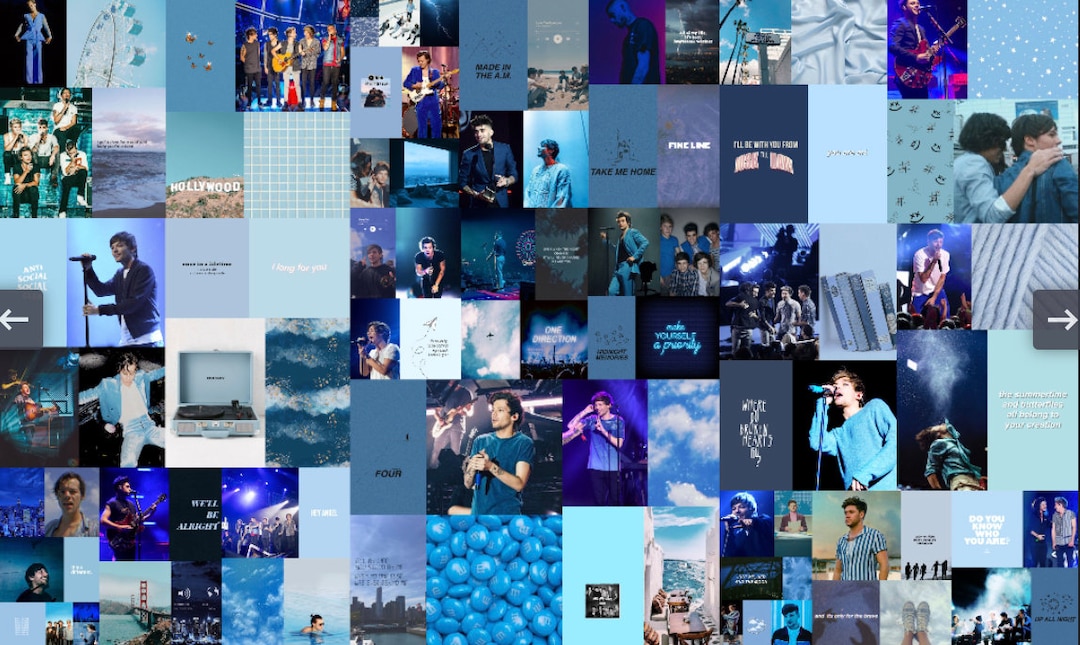 One Direction Blue Aesthetic Photo Collage Kit - Etsy