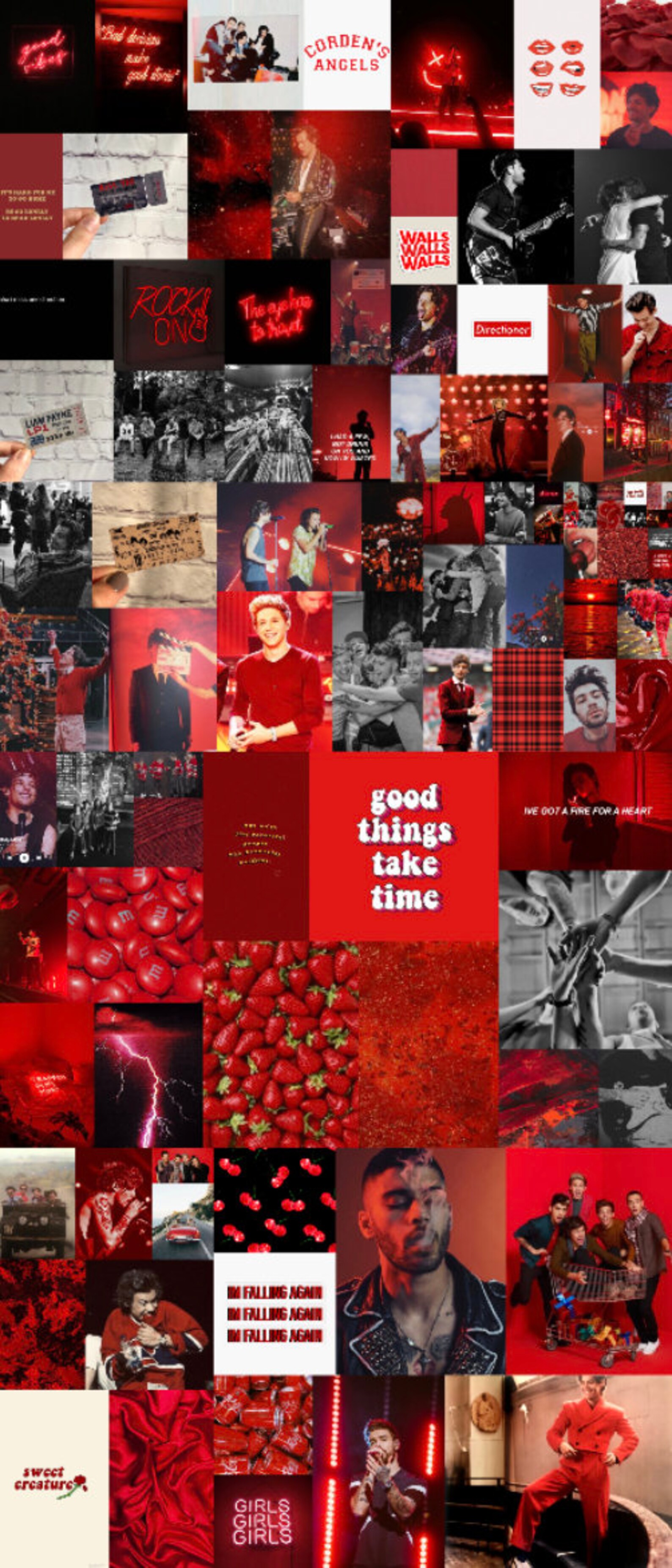 One Direction Red Aesthetic Photo Collage Kit | Etsy