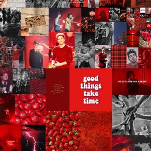 One Direction Red Aesthetic Photo Collage Kit - Etsy