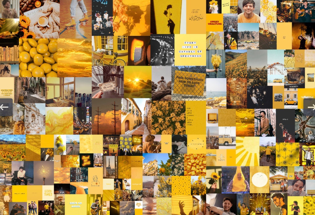 One Direction Yellow Aesthetic Photo Collage Kit - Etsy