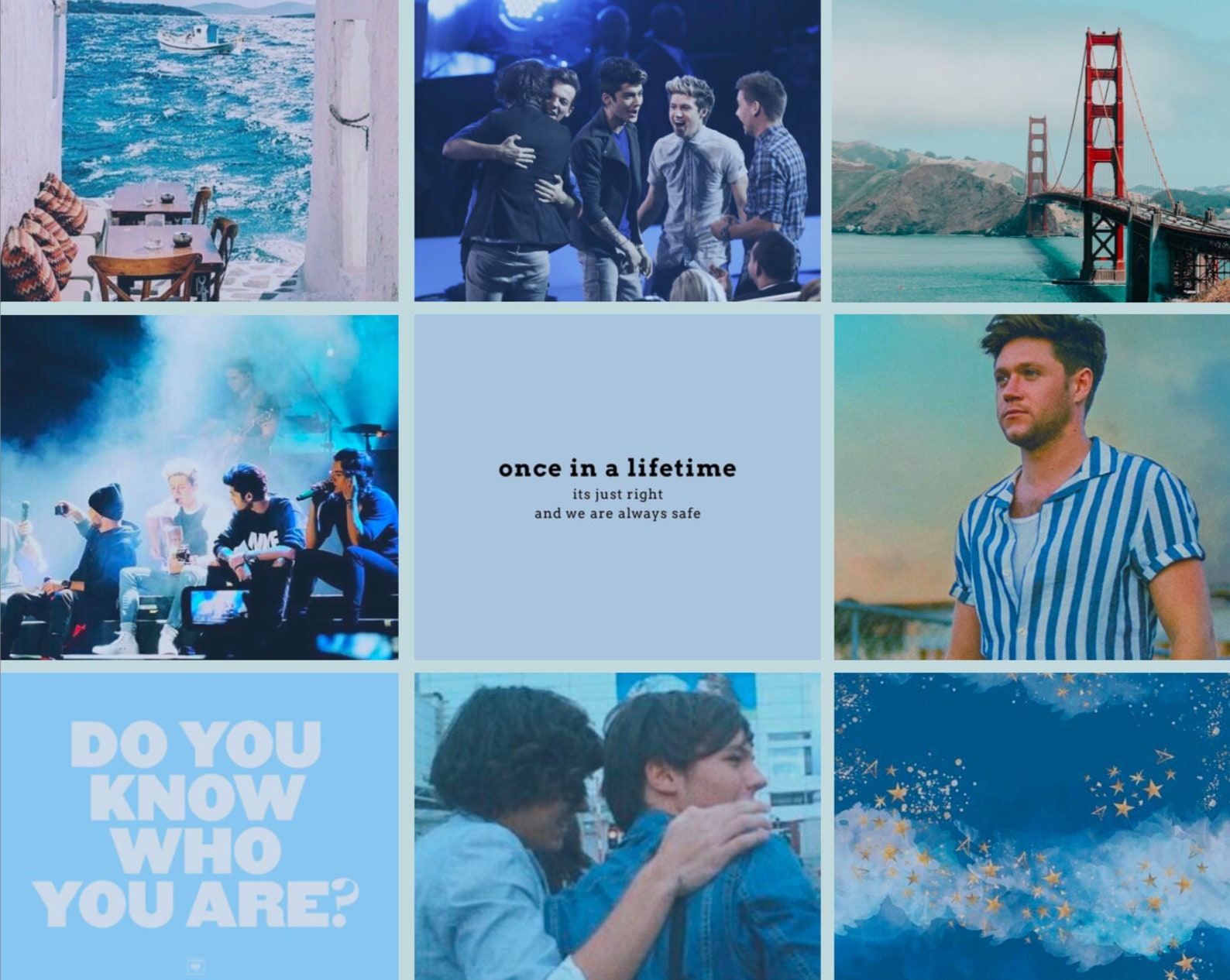 One Direction Blue Aesthetic Photo Collage Kit - Etsy