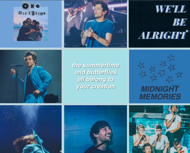 One Direction Blue Aesthetic Photo Collage Kit - Etsy