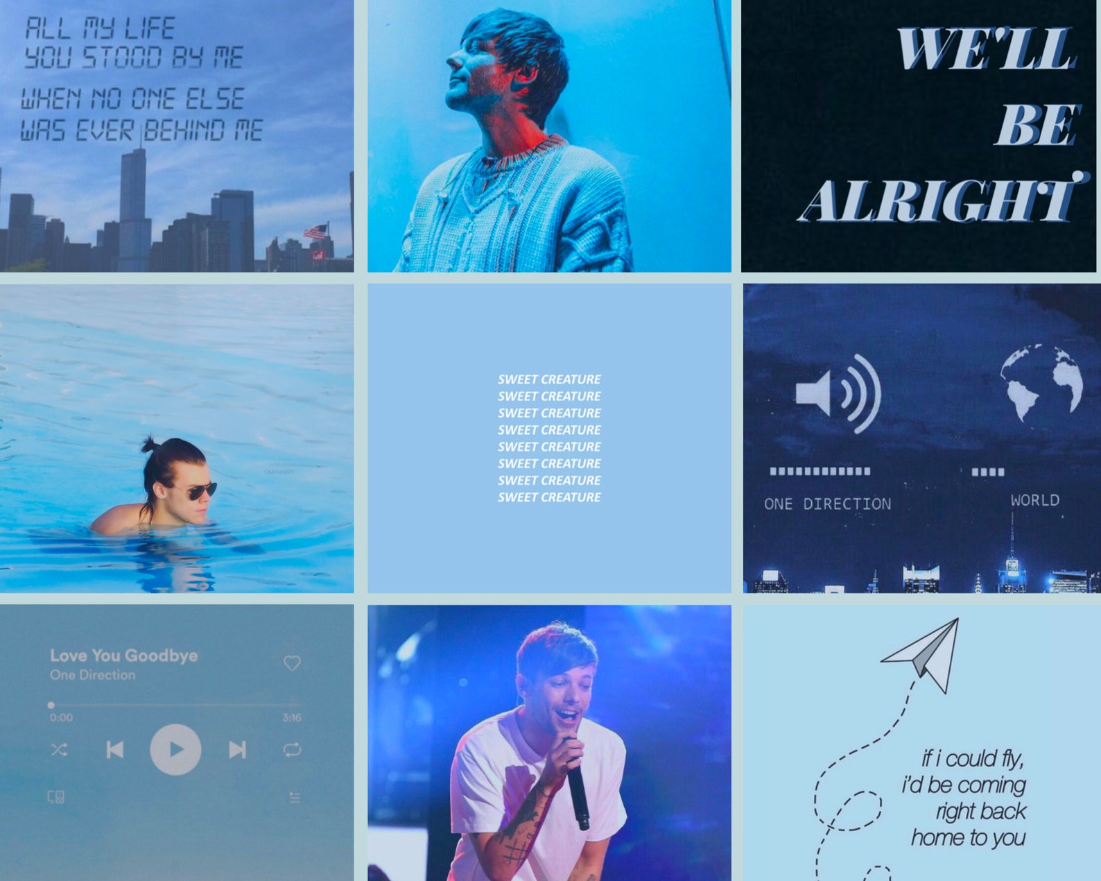 One Direction Blue Aesthetic Photo Collage Kit - Etsy