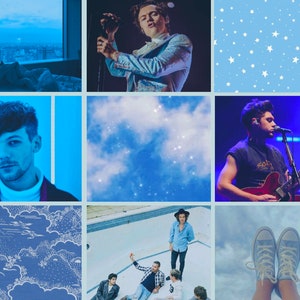 One Direction Blue Aesthetic Photo Collage Kit - Etsy