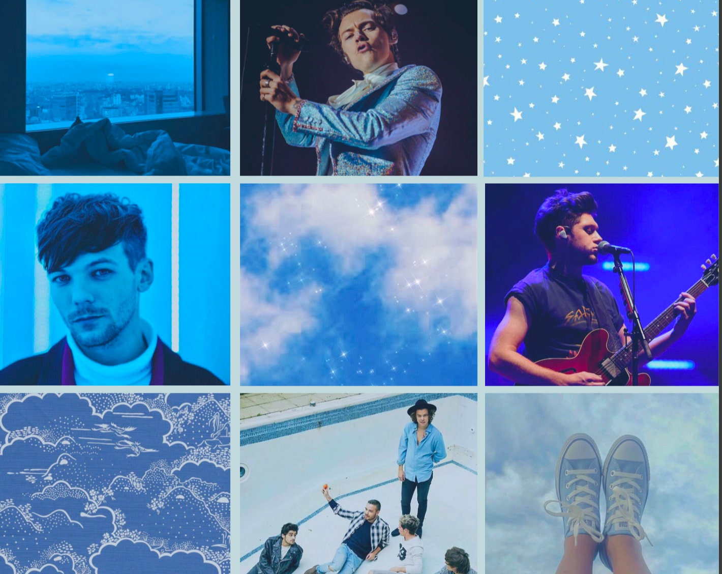 One Direction Blue Aesthetic Photo Collage Kit | Etsy