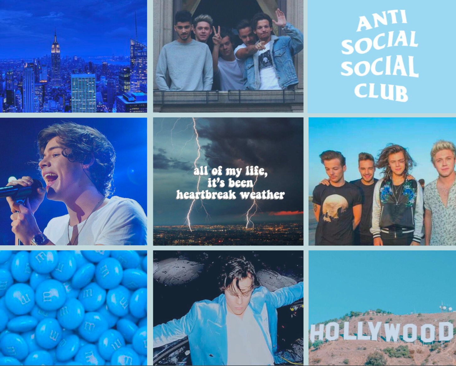 One Direction Blue Aesthetic Photo Collage Kit | Etsy