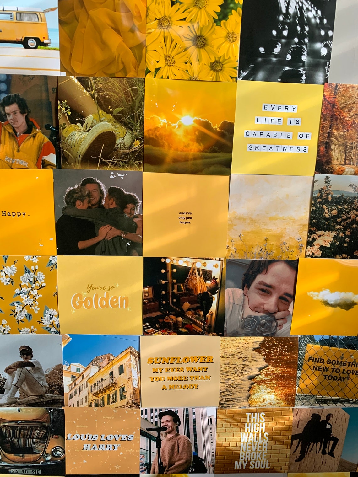 One Direction Yellow Aesthetic Photo Collage Kit - Etsy