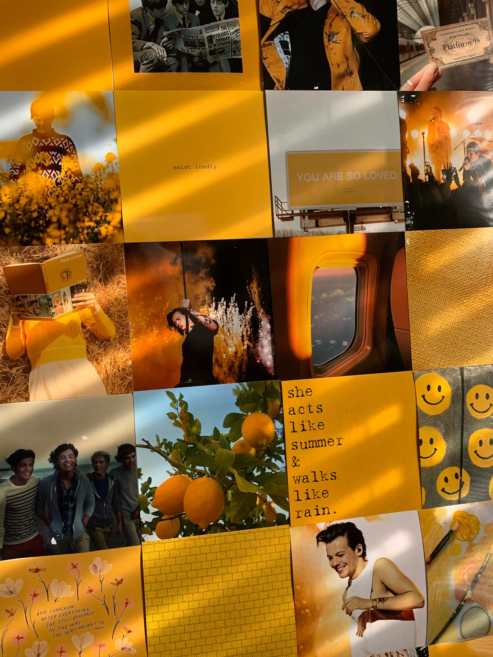 One Direction Yellow Aesthetic Photo Collage Kit - Etsy