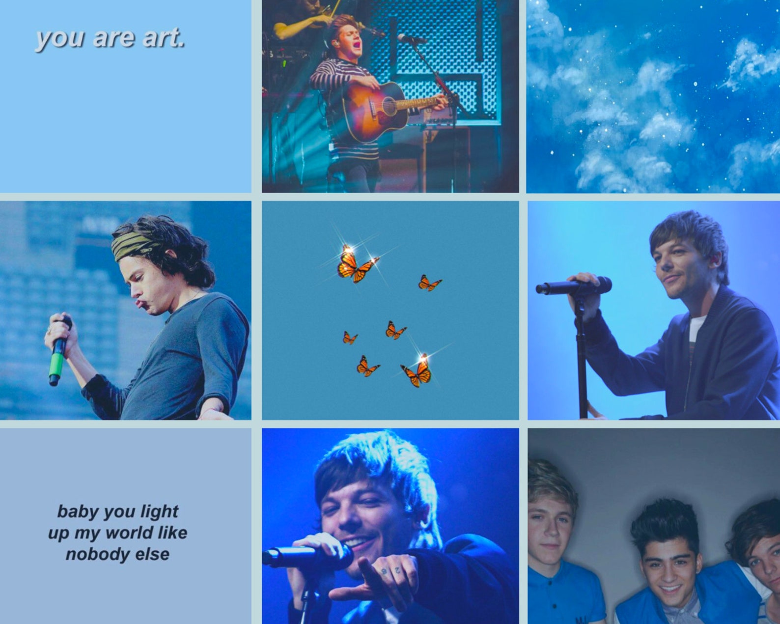 One Direction Blue Aesthetic Photo Collage Kit - Etsy