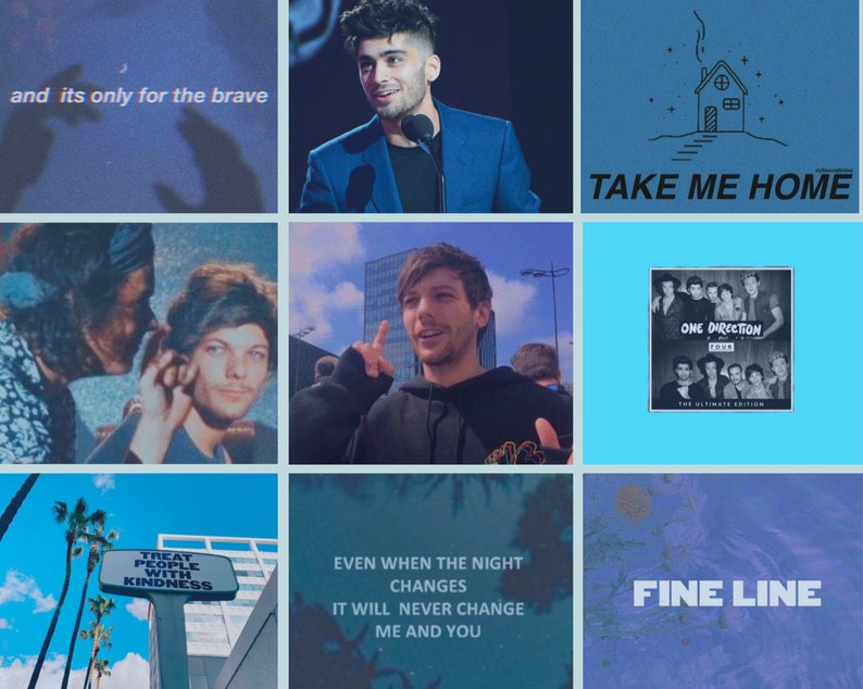 One Direction Blue Aesthetic Photo Collage Kit - Etsy