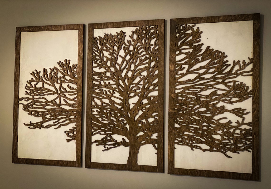 3-panel Tree Rustic Wall Art | Etsy