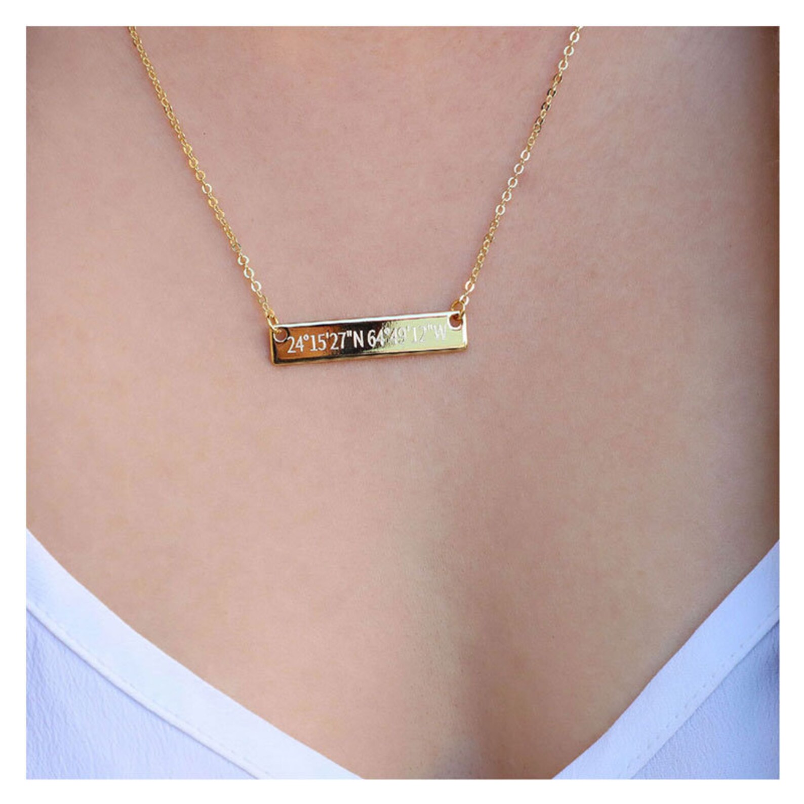 Personalized Name Bar 18K Yellow Gold Bar Necklace Nameplate | Etsy