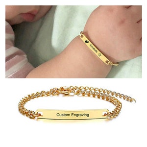 Toddler Gift Idea • 18K Gold Baby Bracelet • Personalized Baby Bracelet • Baby Jewelry • Baby ...