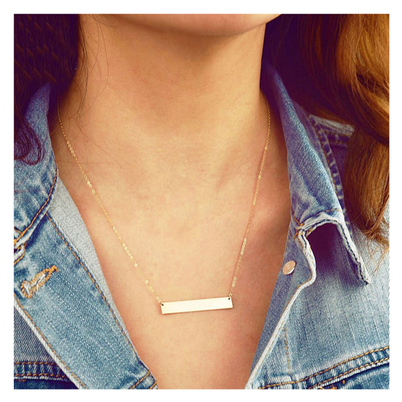 Personalized Name Bar 18K Yellow Gold Bar Necklace Nameplate | Etsy