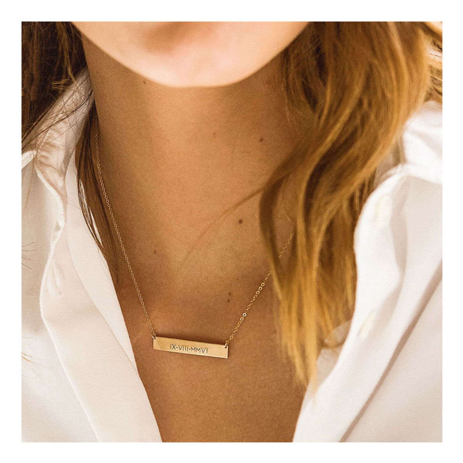 Personalized Name Bar 18K Yellow Gold Bar Necklace Nameplate | Etsy