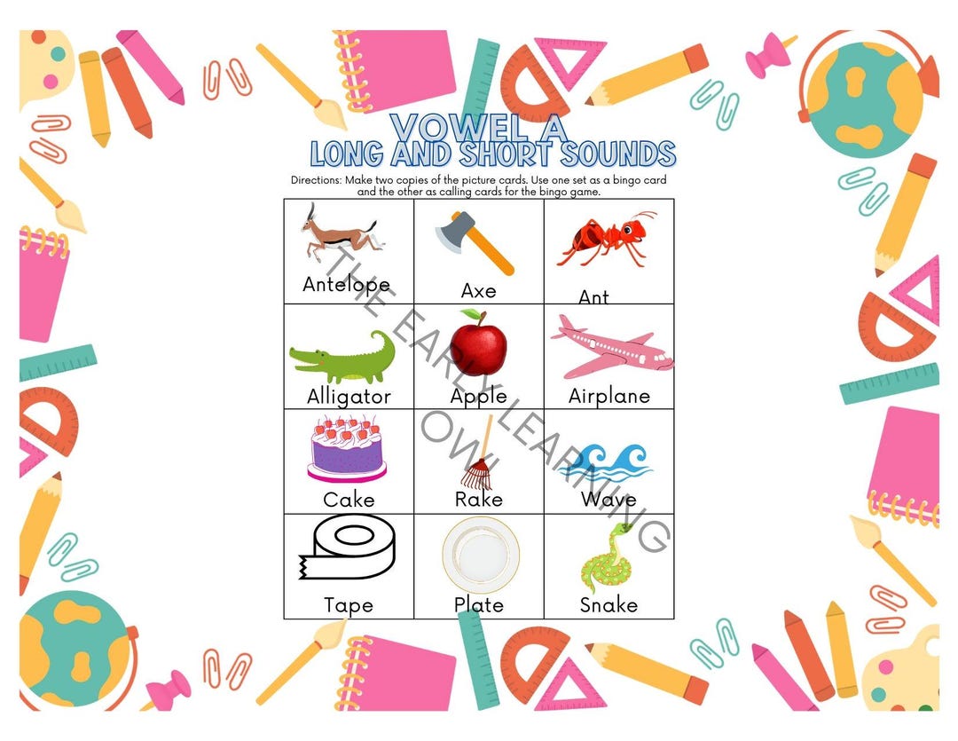 Vowel Sound Bingo - Etsy