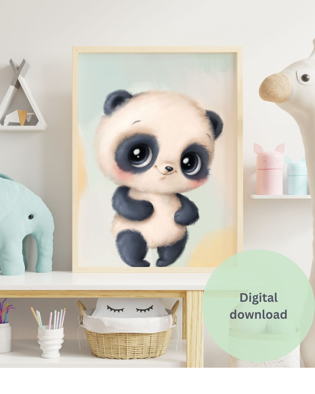 Cute Panda Printable Art for Nursery Wall. Perfect for New Born Babies ...