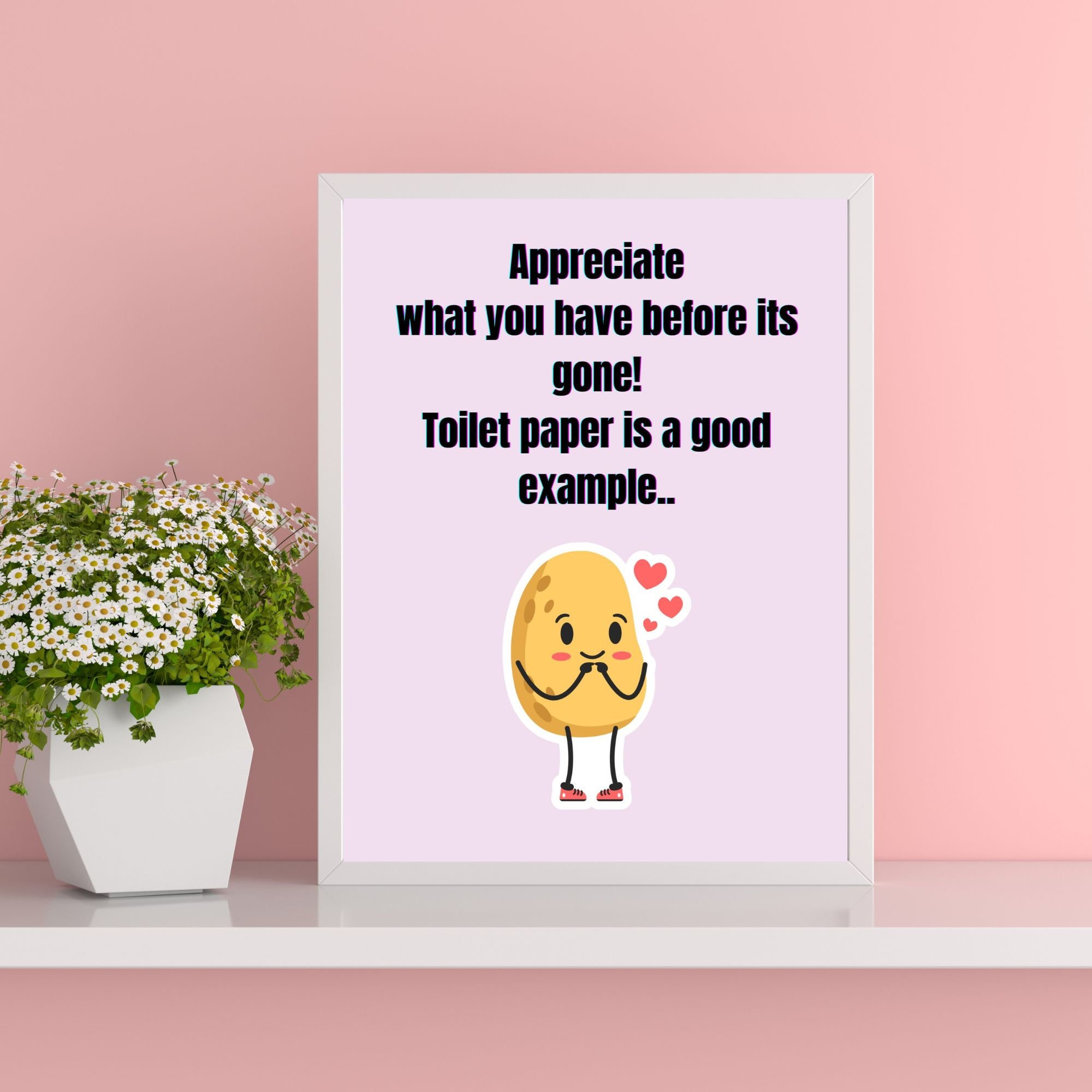 Positive Potato Daily Routine Wall Art, Funny Motivational Home ...