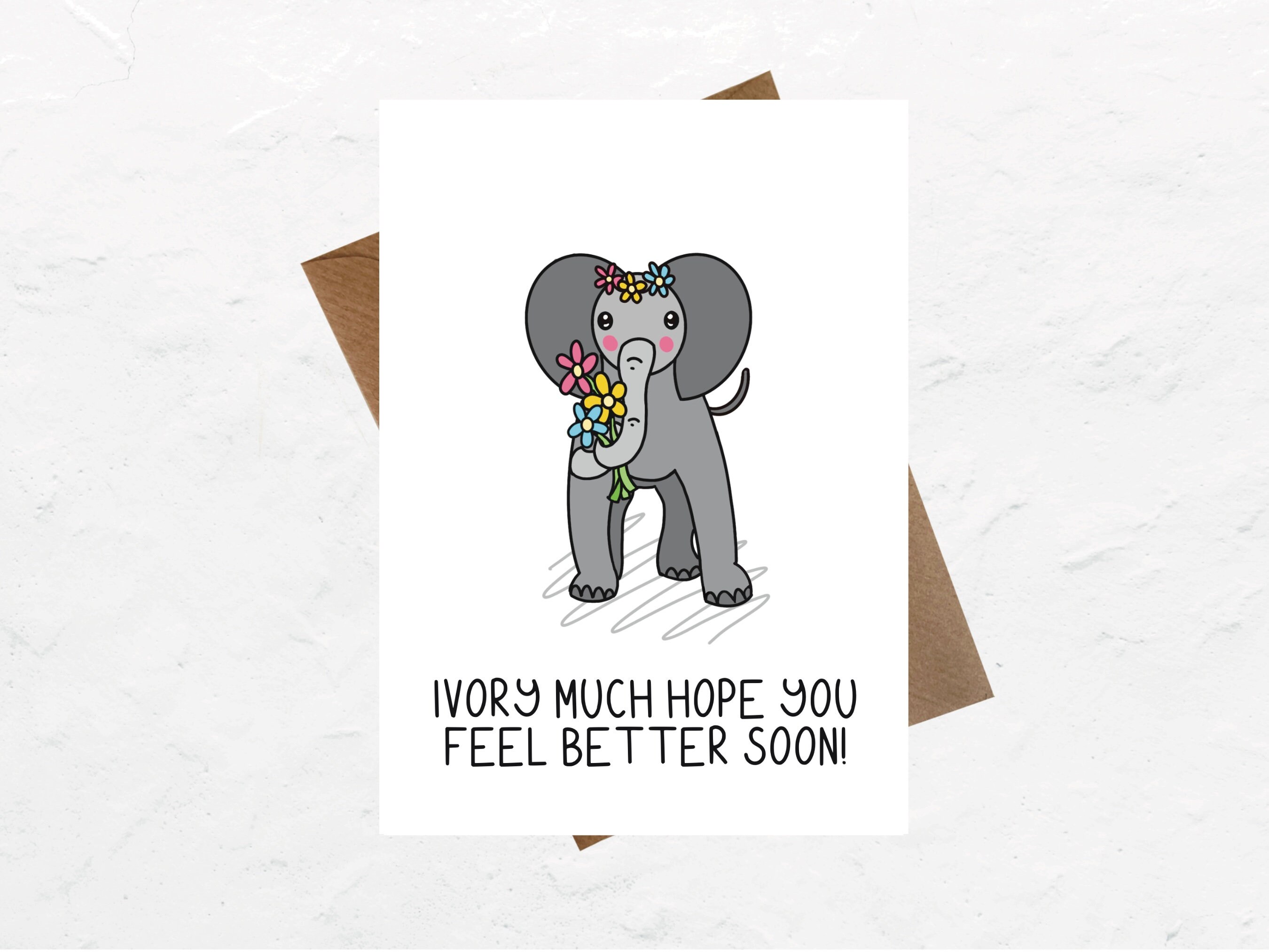 Funny Get Well Soon Card Funny Elephant Get Well Soon Card - Etsy UK
